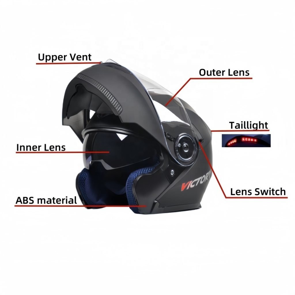 Hot Selling Unisex ABS EPS Motorcycle Open Face Helmet Modular Double ...