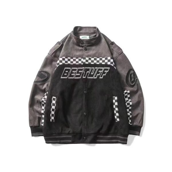 Racing Jacket Embroidered Motorcycle Jacket of Mens Retro F1 Plaid ...
