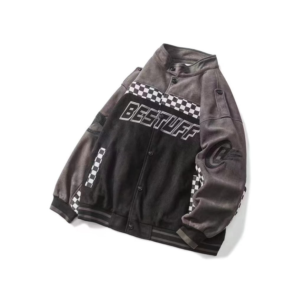 Racing Jacket Embroidered Motorcycle Jacket of Mens Retro F1 Plaid ...